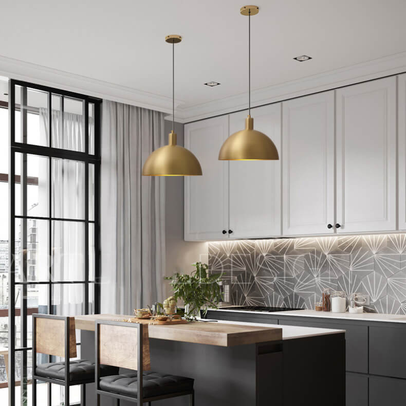 Modern 1 Light Dome Brass Pendant Light Kitchen | Thehouselights ...