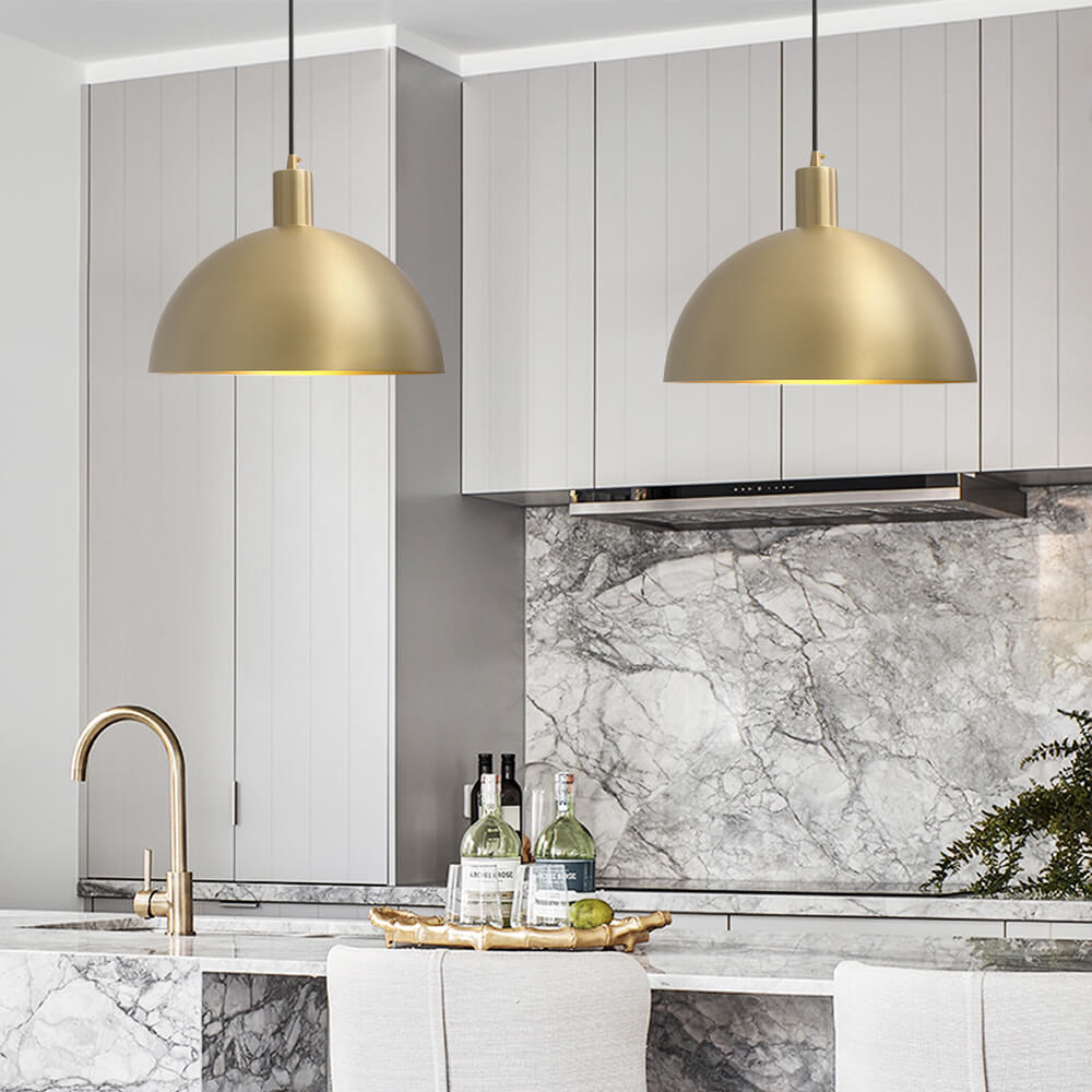 Modern 1 Light Dome Brass Pendant Light Kitchen | Thehouselights ...