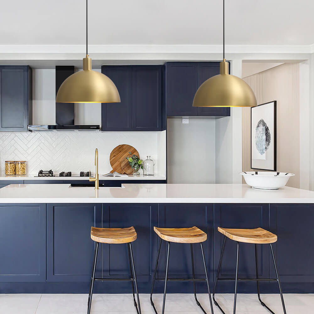 Modern 1 Light Dome Brass Pendant Light Kitchen | Thehouselights ...