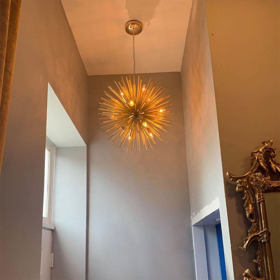 Modern Gold Sunburst Hanging Pendant Light | Thehouselights,Statement ...