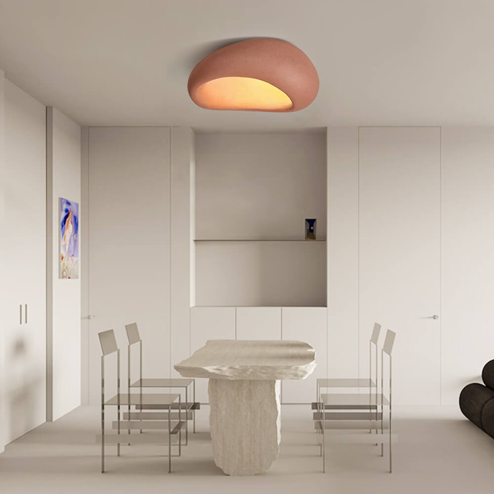 Moon-Shaped Wabi-Sabi Flush Mount Ceramic Ceiling Light | Statement ...