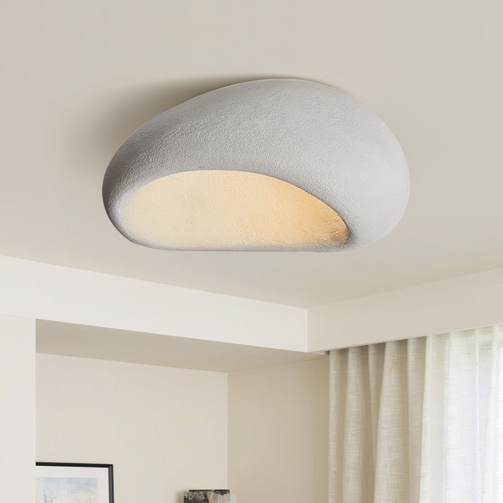 Moon-Shaped Wabi-Sabi Flush Mount Ceramic Ceiling Light | Statement ...