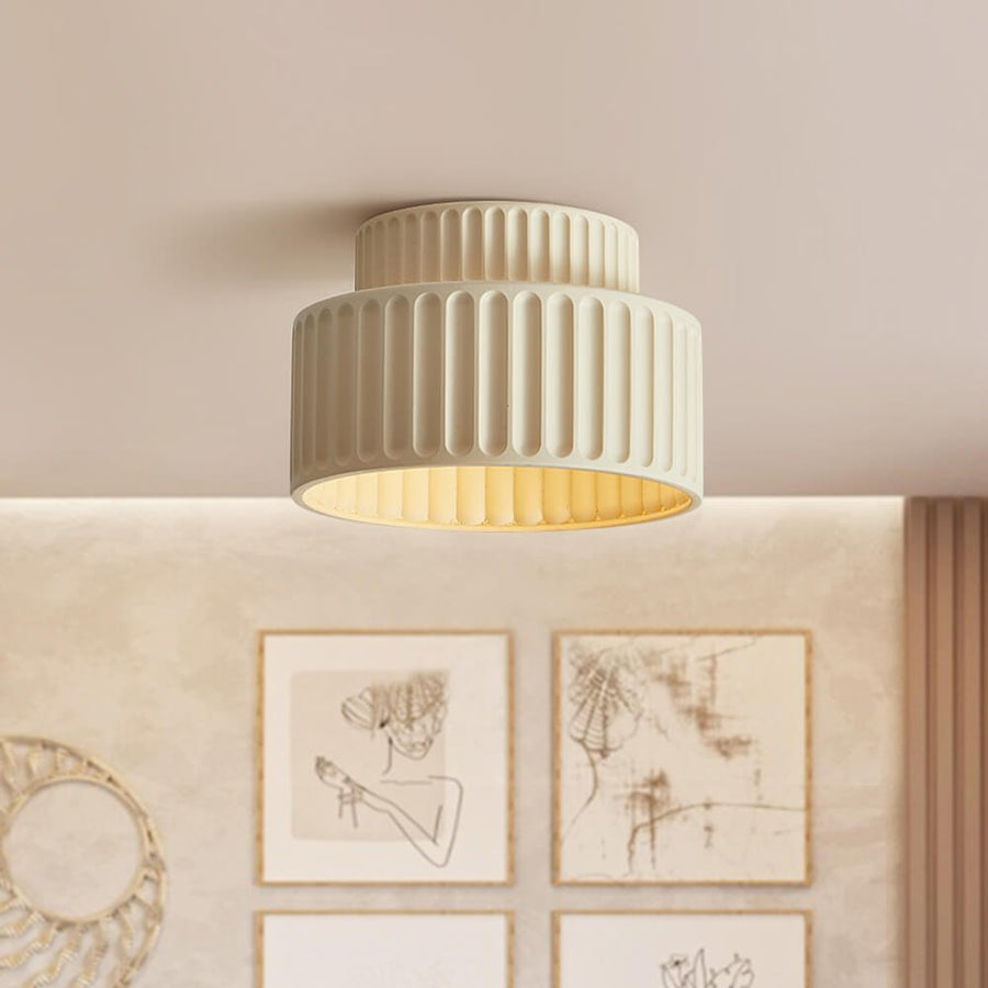 Nordic Cream Dimmable 2-Layer Flush Mount Ceiling Light for Hallway ...