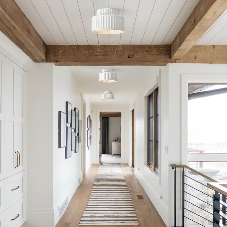 Nordic Cream Dimmable 2-Layer Flush Mount Ceiling Light for Hallway ...