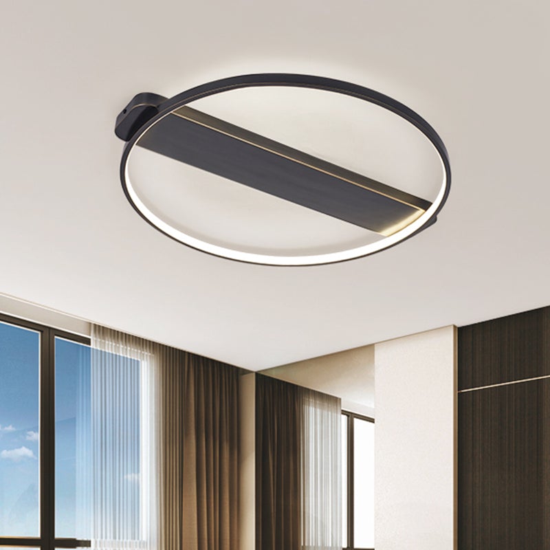 Round Hollow Surface LED Flush Mount in Gold/ Black – Thehouselights