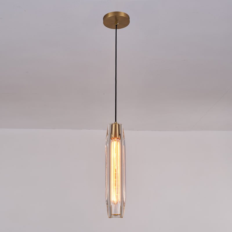 Slender Cylinder Pendant Lighting with Crystal Shade – Thehouselights